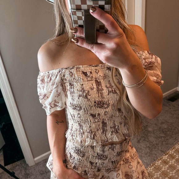 Merigold Kiss | Tops | Nwt Western Scene Smocked Crop Top Cream | Poshmark